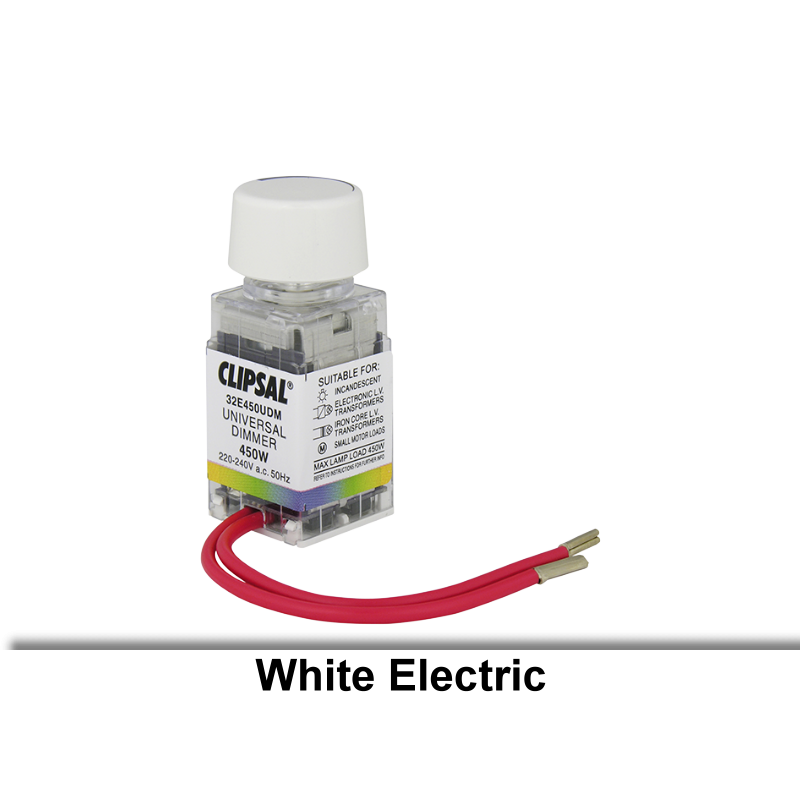 Clipsal Light Dimmer Mechanism Push Button Universal 250V 450W White | D&W