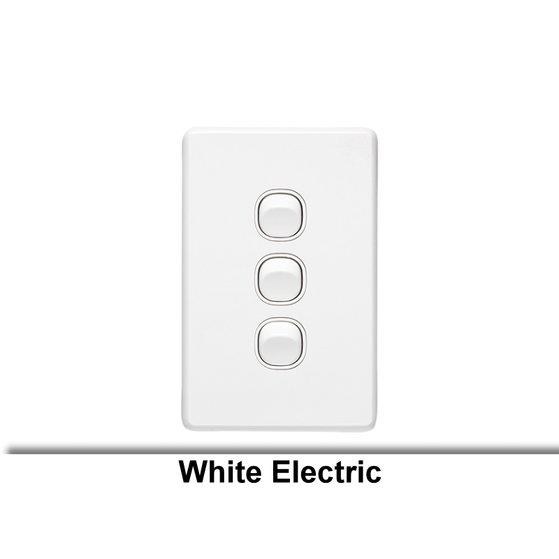 Clipsal Switch Flush Mount Rocker Standard 3 Gang 10A 250V 1 Pole 1/2 ...