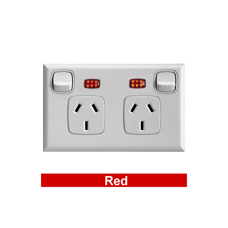 GPO Flush Standard 2G 10A 240V Horizontal Neon Shutter Red - MM ...