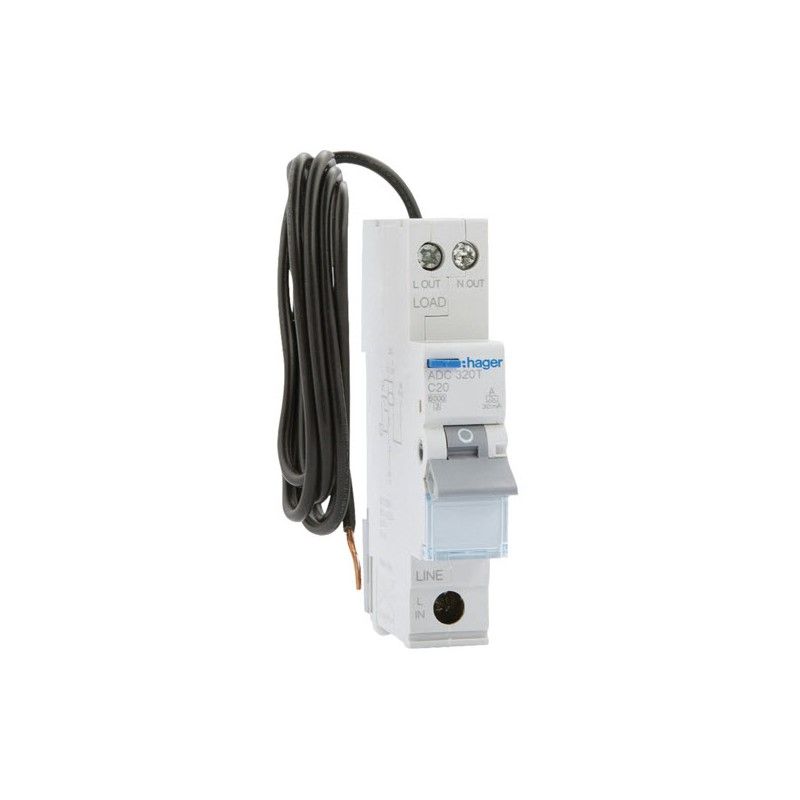 Hager onekombo Combination RCD Circuit Breaker RCBO C Curve TypeA 1P ...