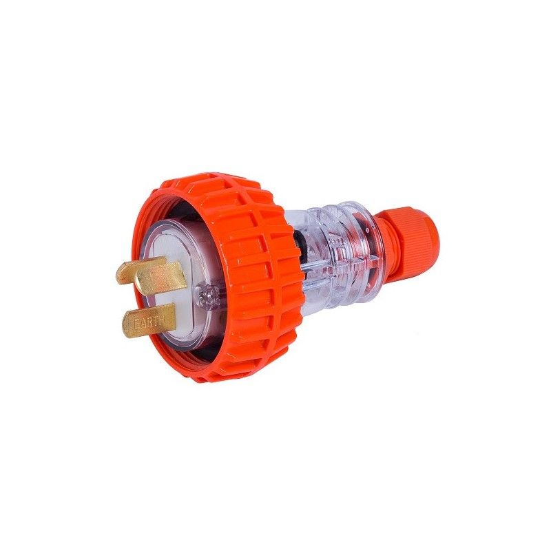 IPD Plug Straight Body Weatherproof 1Ph 20A 250V 3 Pin Flat Orange IP66 ...