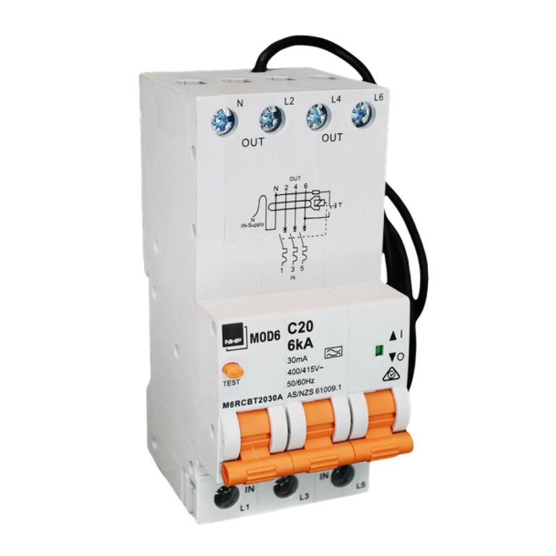 NHP MOD6 Type A RCBO 3P + N 6kA 63A 30mA C Curve - MM Electrical ...