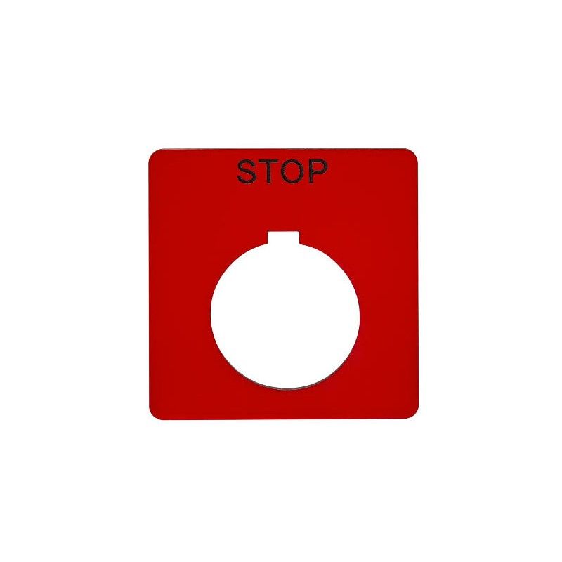 Operator Legend Plate Plas Blk On Red STOP - MM Electrical Merchandising