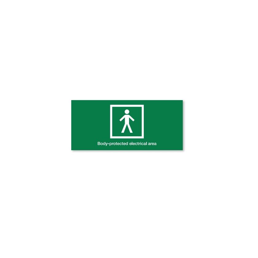 Safety Sign BODY PROTECTED ELECTRICAL AREA 90x200mm Green - MM ...