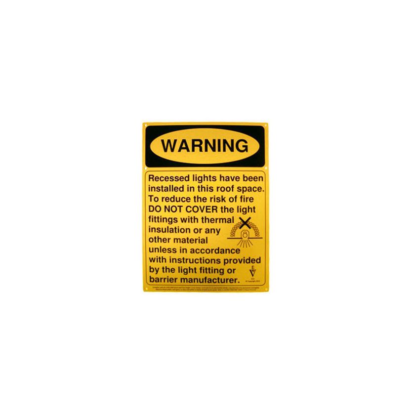 Downlight Warning Sign Black On Yellow - MM Electrical Merchandising