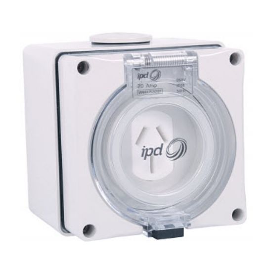 IPD Socket Outlet Surface Mounting Weatherproof 1Ph 20A 250V 3 Pin Flat ...