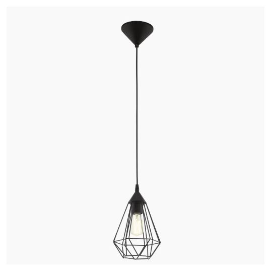Eglo Pendant Light LED 1x60W 220/240V E27 Steel Black Black - MM ...