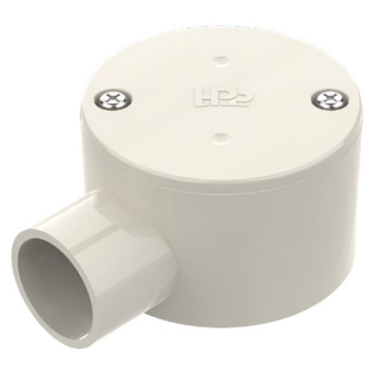 HPP Shallow Conduit Junction Box 1 Way 20mm Round PVC Medim Duty Grey ...